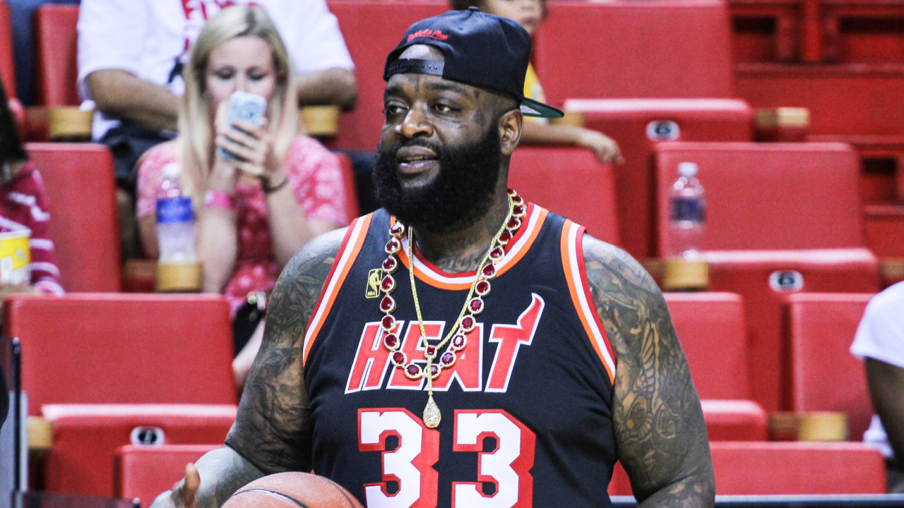 Rick Ross Grabs His '1st NBA Rebound' During Miami Heat Playoff Game ...