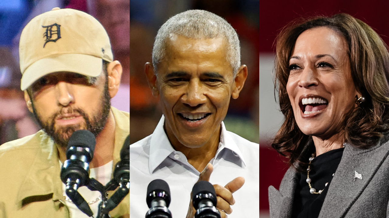 Eminem Introduces Barack Obama, Endorses Kamala Harris At Detroit Rally ...