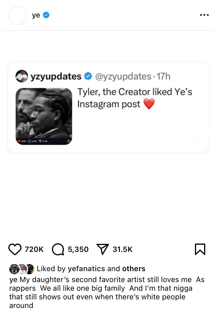 Kanye West Thanks Tyler, The Creator For 'Still Loving' Him Despite ...